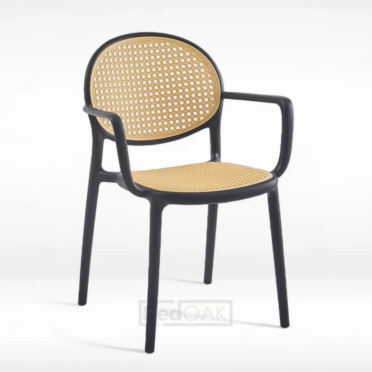 RedOAK® ELBERT Black Outdoor Stackable Cafeteria Chair